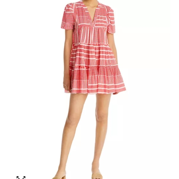 Aqua | Dresses | Aqua Pink And White Tiered Sundress With Flutter ...